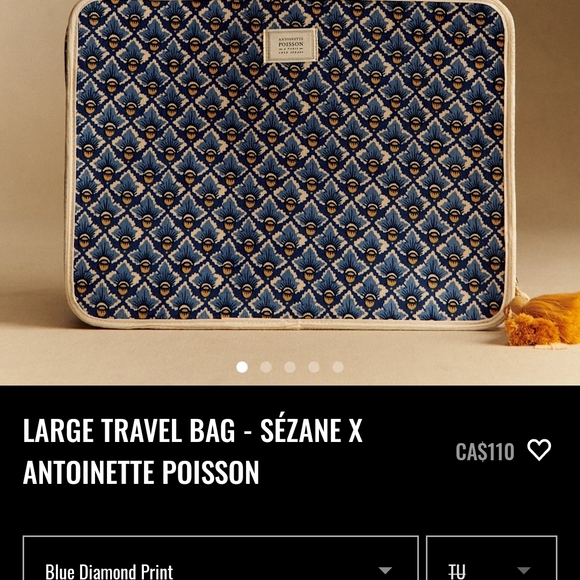 Sezane | Bags | Szane Blue Diamond Print Travel Bag | Poshmark